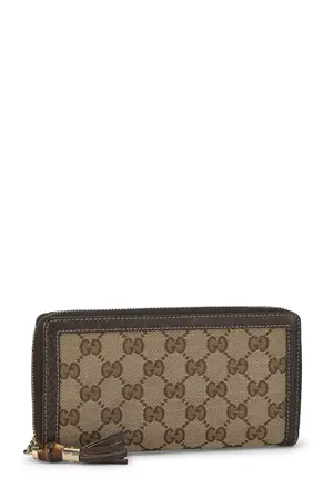 Gucci Original Gg Canvas Bamboo Zip Wallet