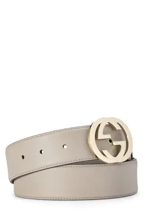Gucci Interlocking Gg Leather Belt - Grey