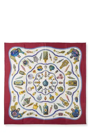 Hermès Multicolor 'qu'importe Le Flacon' Silk Scarf 90 - Burgundy