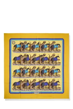 Hermès Multicolor 'ecuries' Silk Scarf 90 - Yellow