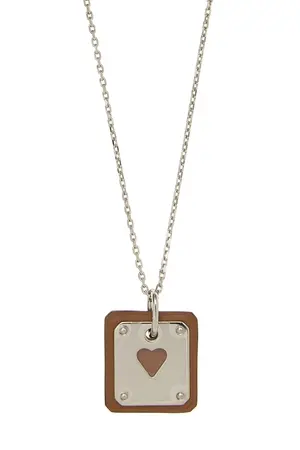 Hermès Silver As De Coeur Necklace - Brown