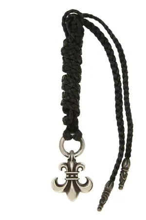 Chrome Hearts Sterling Bs Fleur-de-lis Pendant With Leather Braid - Silver