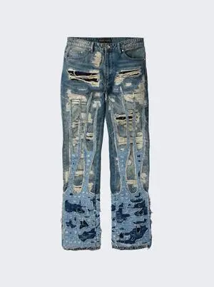 WHO DECIDES WAR Flame Boro Denim Jeans - Blue