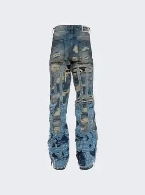 WHO DECIDES WAR Flame Boro Denim Jeans - Blue