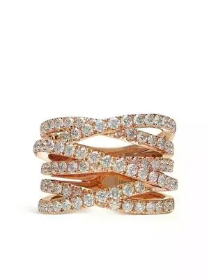 LEO PIZZO 18kt Rose Gold Diamond Waves Ring - Pink
