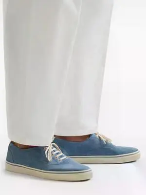 Brunello Cucinelli Reversed Leather Lace-up Sneakers - Blue
