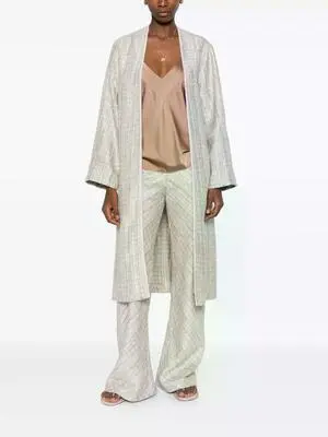 FORTE_FORTE Striped Long Coat - Neutrals