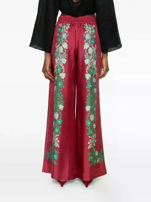 La DoubleJ Floral Print Trousers - Red