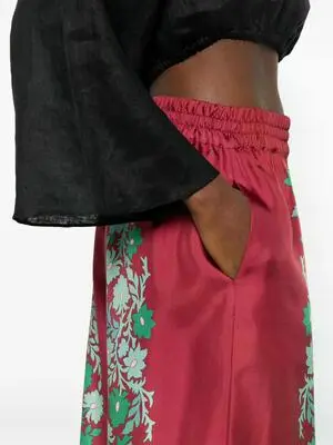 La DoubleJ Floral Print Trousers - Red