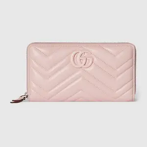 Gucci Gg Marmont Zip Around Wallet Leather - Pink