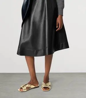 Bottega Veneta Metallic Leather Riva Mules - Silver