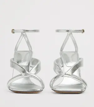 Bottega Veneta Metallic Leather Riva Sandals 90 - Silver
