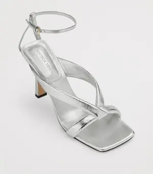 Bottega Veneta Metallic Leather Riva Sandals 90 - Silver