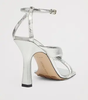 Bottega Veneta Metallic Leather Riva Sandals 90 - Silver