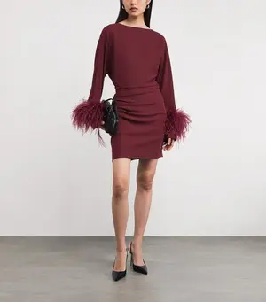 Lapointe Feather-trim Mini Dress