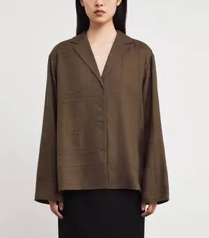 TOTEME Modal Flannel Monogram Shirt - Brown