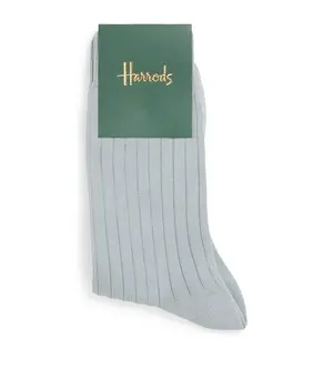 Harrods Cotton-blend Ribbed Socks - Green