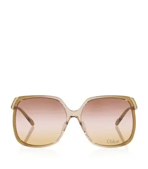Chloé Acetate Rectangle Sunglasses - Brown