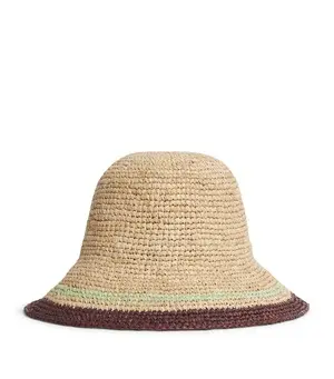 Zimmermann Raffia Stripe Bucket Hat - Beige