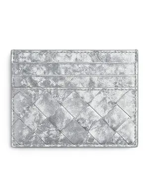 Bottega Veneta Lambskin Intrecciato Card Holder - Silver