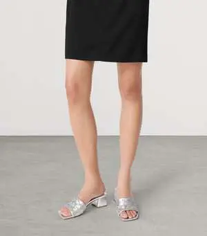 Bottega Veneta Metallic Leather Parco Mules - Silver