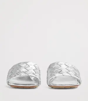 Bottega Veneta Metallic Leather Parco Mules - Silver