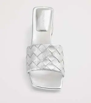 Bottega Veneta Metallic Leather Parco Mules - Silver