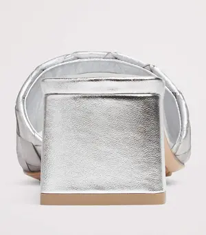 Bottega Veneta Metallic Leather Parco Mules - Silver