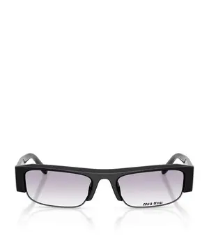 Miu Miu Acetate Vedette Rectangle Sunglasses - Black