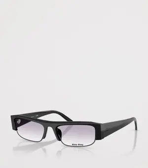 Miu Miu Acetate Vedette Rectangle Sunglasses - Black