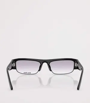 Miu Miu Acetate Vedette Rectangle Sunglasses - Black