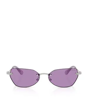 SWAROVSKI Sk7038 Irregular Sunglasses - Silver