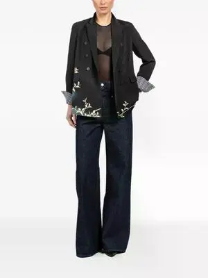 IBRIGU Floral-print Double-breasted Jacket - Black