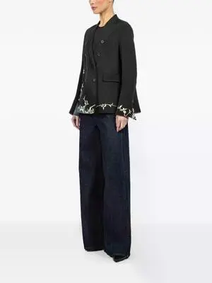 IBRIGU Floral-print Double-breasted Jacket - Black