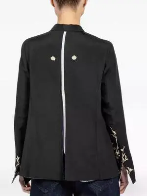 IBRIGU Floral-print Double-breasted Jacket - Black