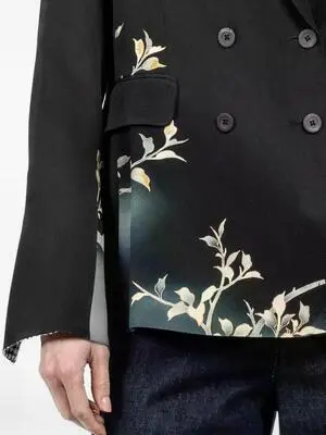 IBRIGU Floral-print Double-breasted Jacket - Black