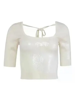 Fleur Du Mal Sequin Knit Top - Neutrals