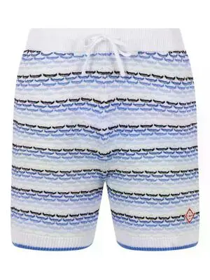Casablanca Striped Diamond-logo Shorts - White