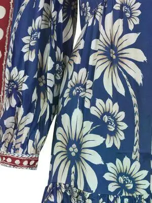 Farm Rio Floral Print Button Dress - Blue