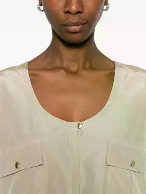 FORTE_FORTE Flap-pocket Long-sleeved Blouse - Neutrals