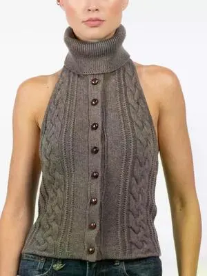 LA GALPA Cable-knit Turtleneck Top