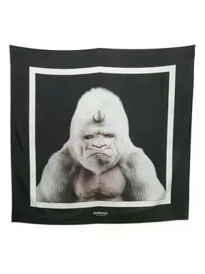 Burberry Gorilla-print Scarf - Black