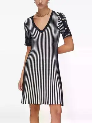 Liu Jo Striped Knit V-neck Short Sleeve Dress