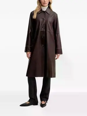 Paul Smith Stitching Buttoned Leather Coat