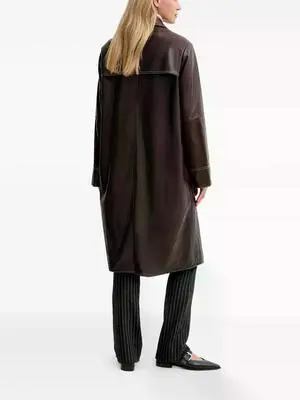 Paul Smith Stitching Buttoned Leather Coat