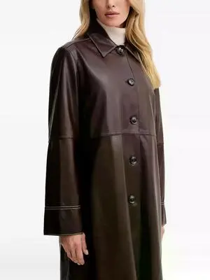 Paul Smith Stitching Buttoned Leather Coat