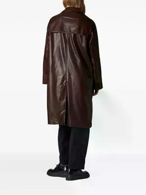 Paul Smith Stitching Buttoned Leather Coat