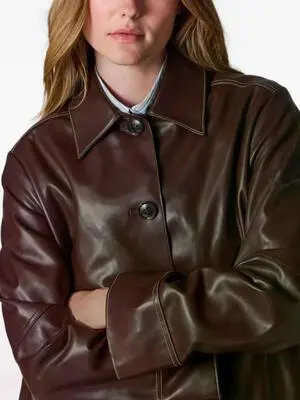 Paul Smith Stitching Buttoned Leather Coat
