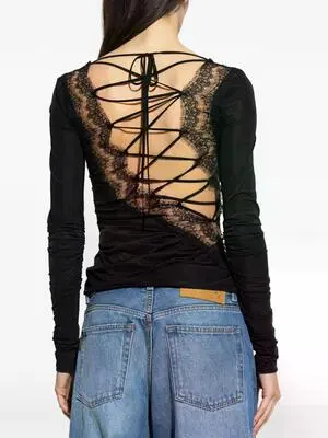 Blumarine Lace-insert Ruched Top