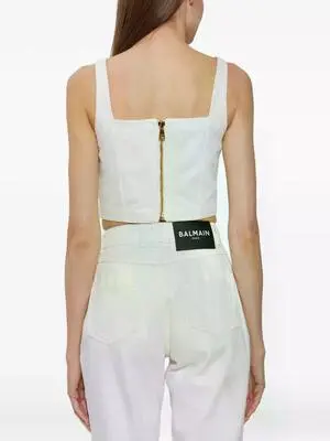 Balmain Button Square-neck Top
